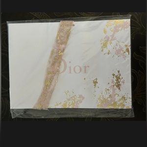 Dior | Party Supplies | Dior Paper Gift Bag White Gold Pink Logo Ribbon ...